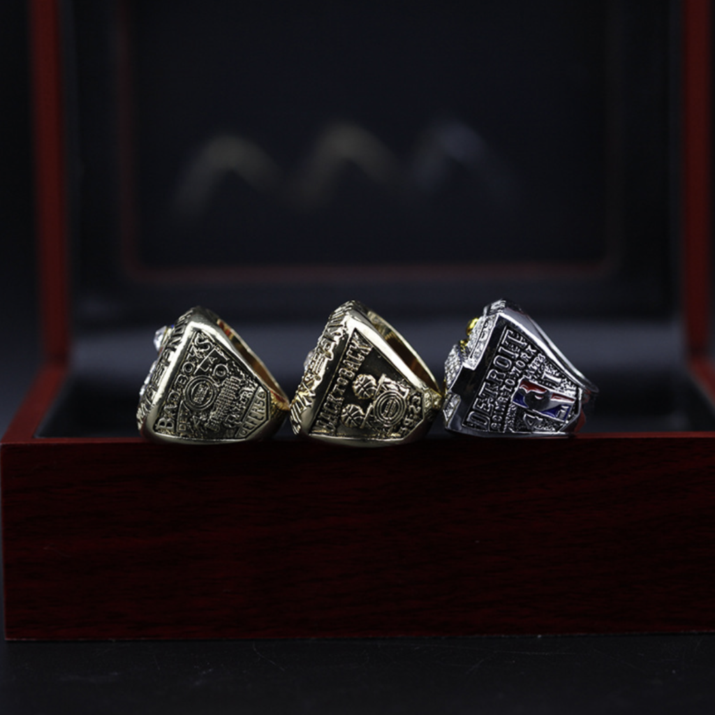 Detroit Pistons 1989, 1990 & 2004 NBA championship rings set - MVP Ring
