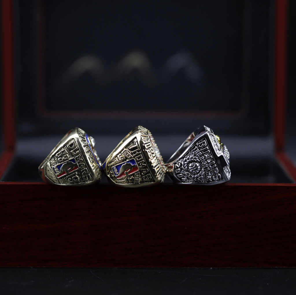 Detroit Pistons 1989, 1990 & 2004 NBA championship rings set - MVP Ring