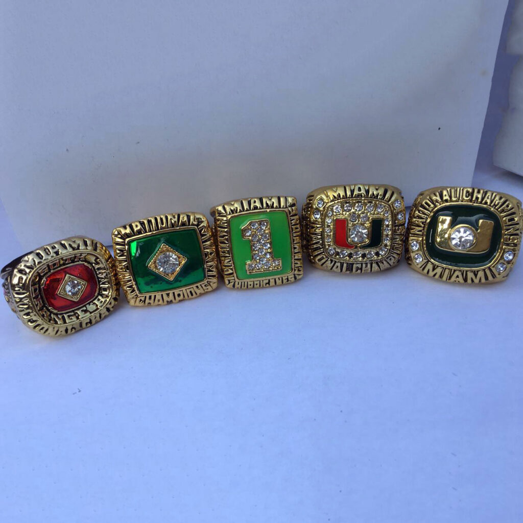 5 Miami Hurricanes NCAA championship ring collection - MVP Ring