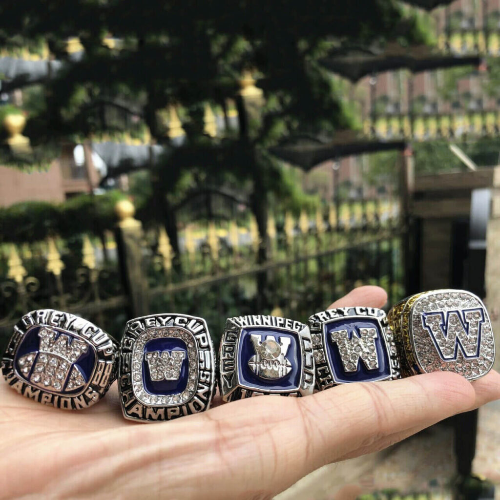 5 Winnipeg Blue Bombers Grey Cup championship rings collection - MVP Ring