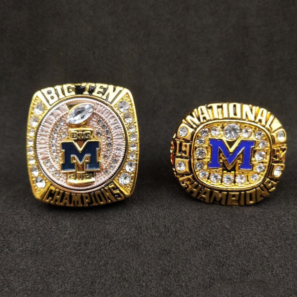 2 Michigan Wolverine NCAA championship ring set replica - MVP Ring
