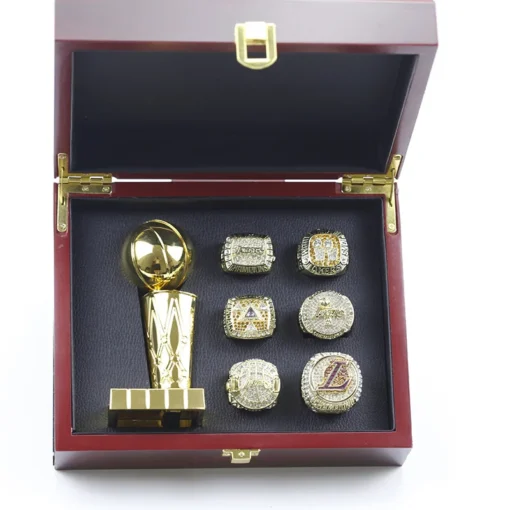 6 Los Angeles Lakers NBA championship rings set with Larry O’Brien ...