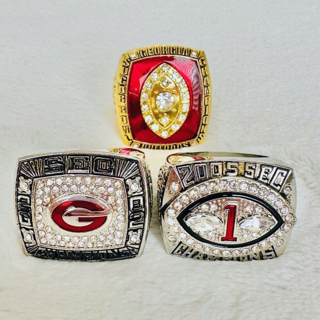 3 Georgia Bulldogs NCAA SEC championship ring collection - MVP Ring